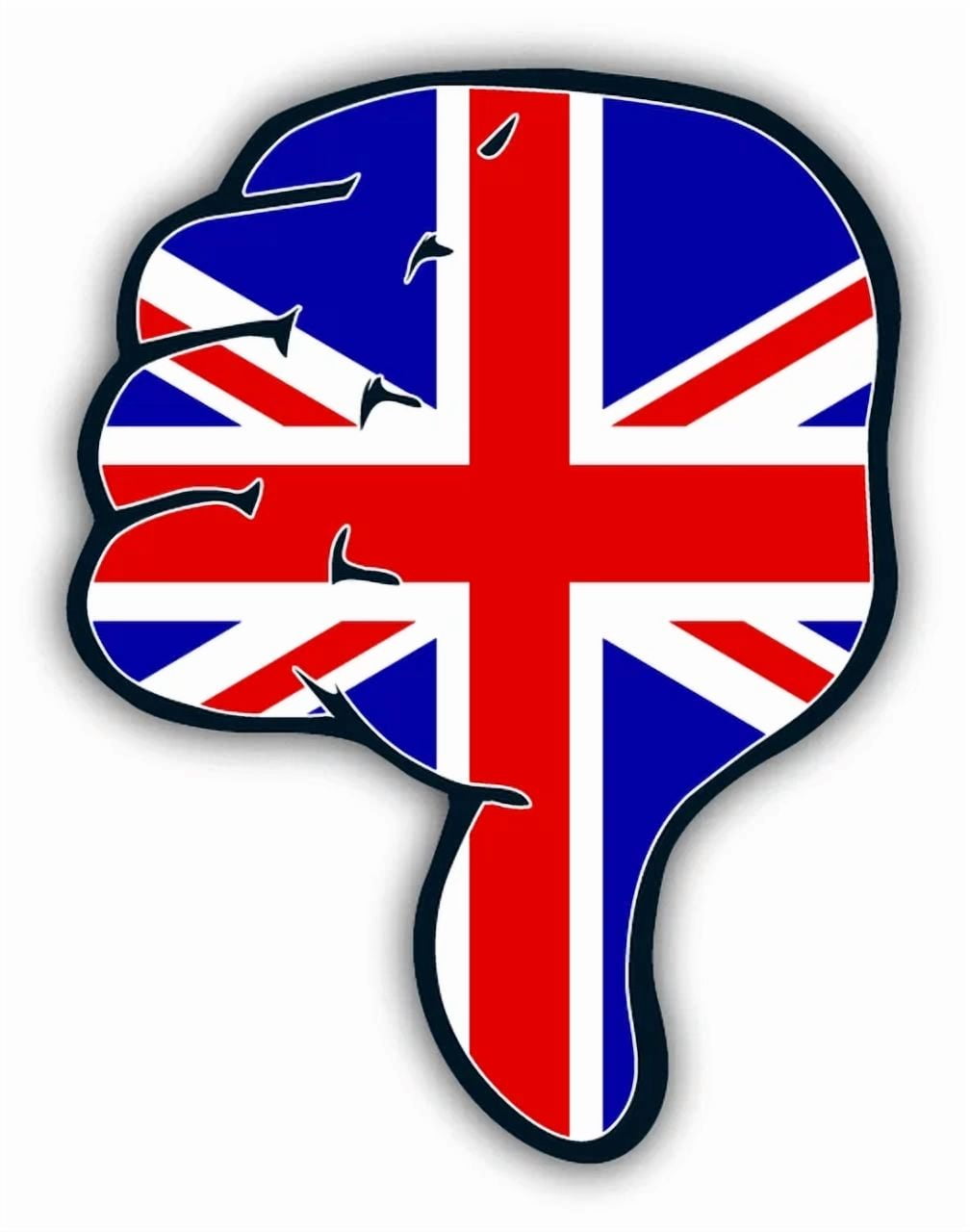 DOPASTICKER Thumb Judgment Down Negative United Kingdom Flag Hand ...