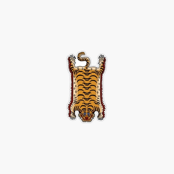 DOPASTICKER Tibetan Tiger Rug 1-Green Sticker, Phone Sticker Car ...
