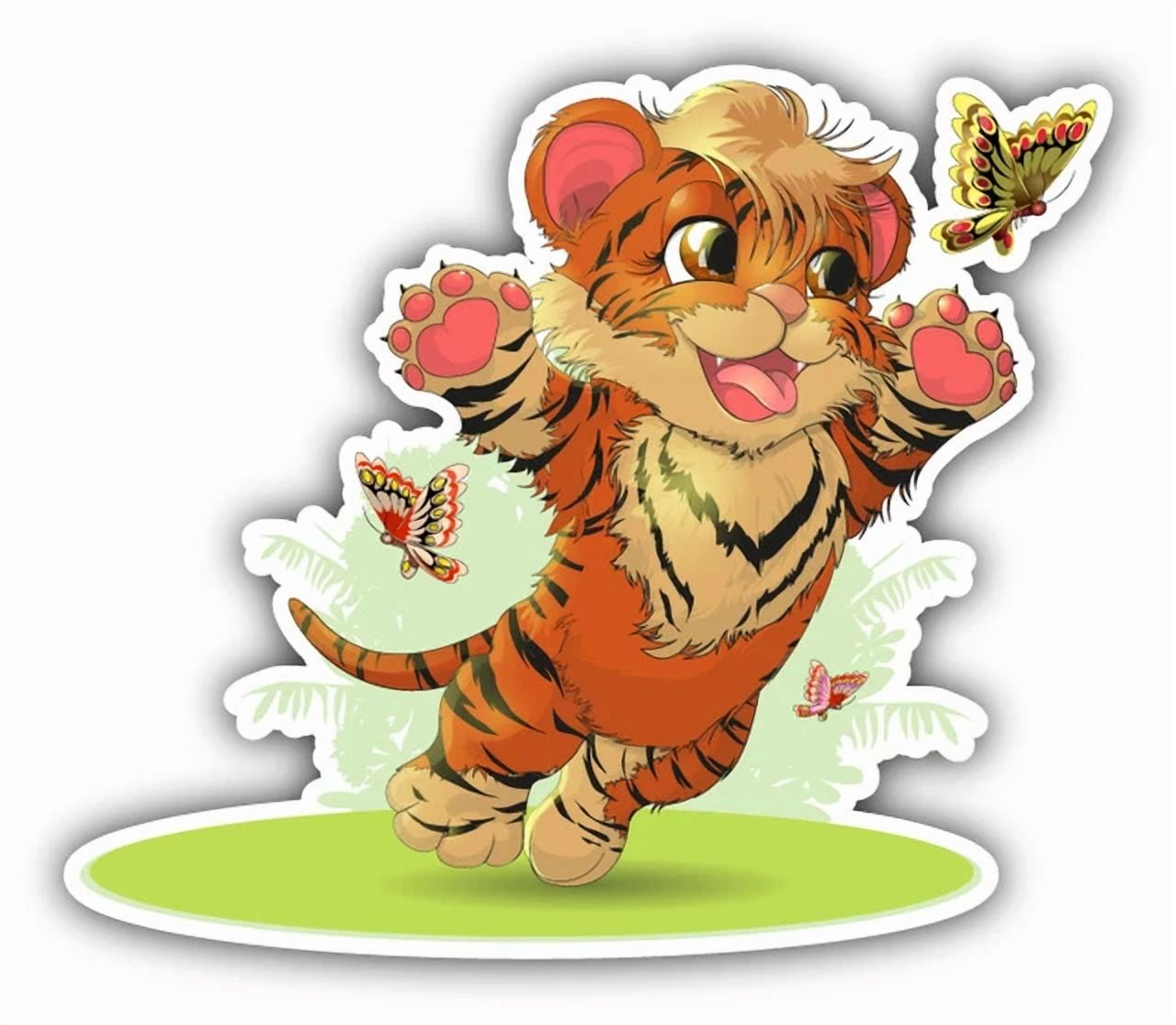 DOPASTICKER Tiger Cub Butterfly Sticker Decal Phone Decal Water Bottle ...
