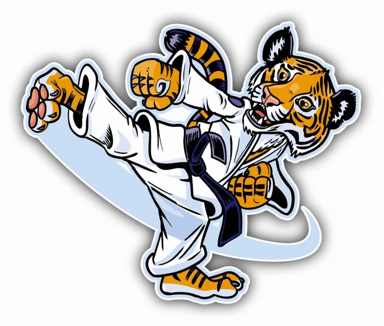 DOPASTICKER Tiger Fighter Cartoon Sticker Decal Phone Decal Water ...