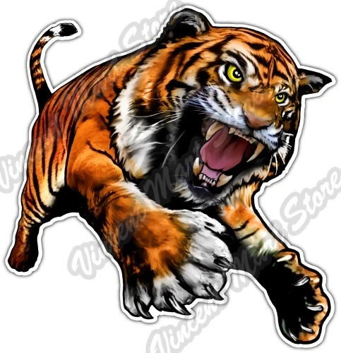 DOPASTICKER Tiger Jumping Wild Life Animal Africa Cat Car Sticker Decal ...