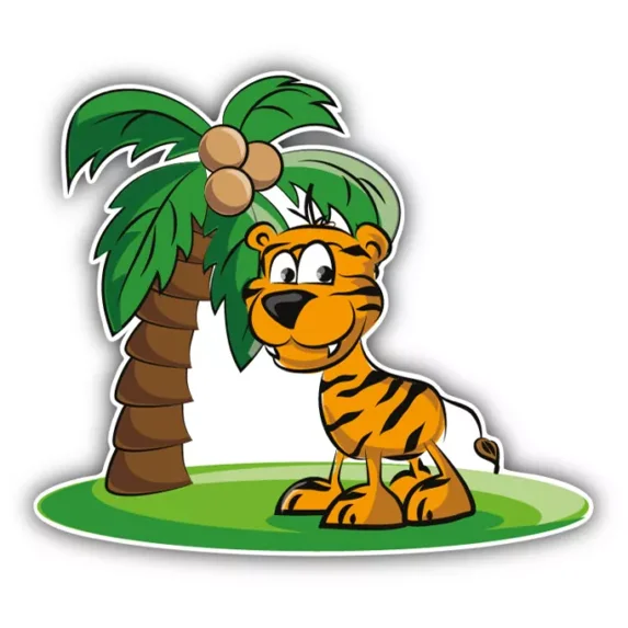 DOPASTICKER Tiger Palm Cartoon Sticker Decal Phone Decal Water Bottle ...