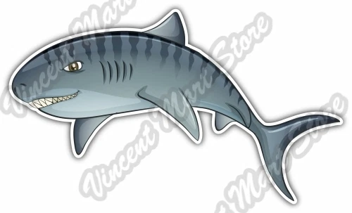 DOPASTICKER Tiger Shark Angry Jaws Aquatic Ocean Sea Car Sticker Decal ...
