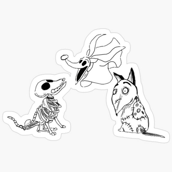 DOPASTICKER Tim Burton Dogs Sticker, Waterproof Sticker For Pet Lovers ...