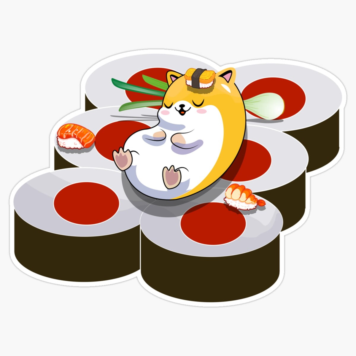 DOPASTICKER Tiny Hamster Eating Tiny Sushi Sticker, Phone Sticker Car ...