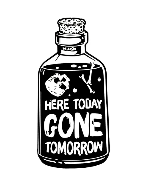 DOPASTICKER Here Today Gone Sticker Goth Minimalist Fantasy Dark Grim ...