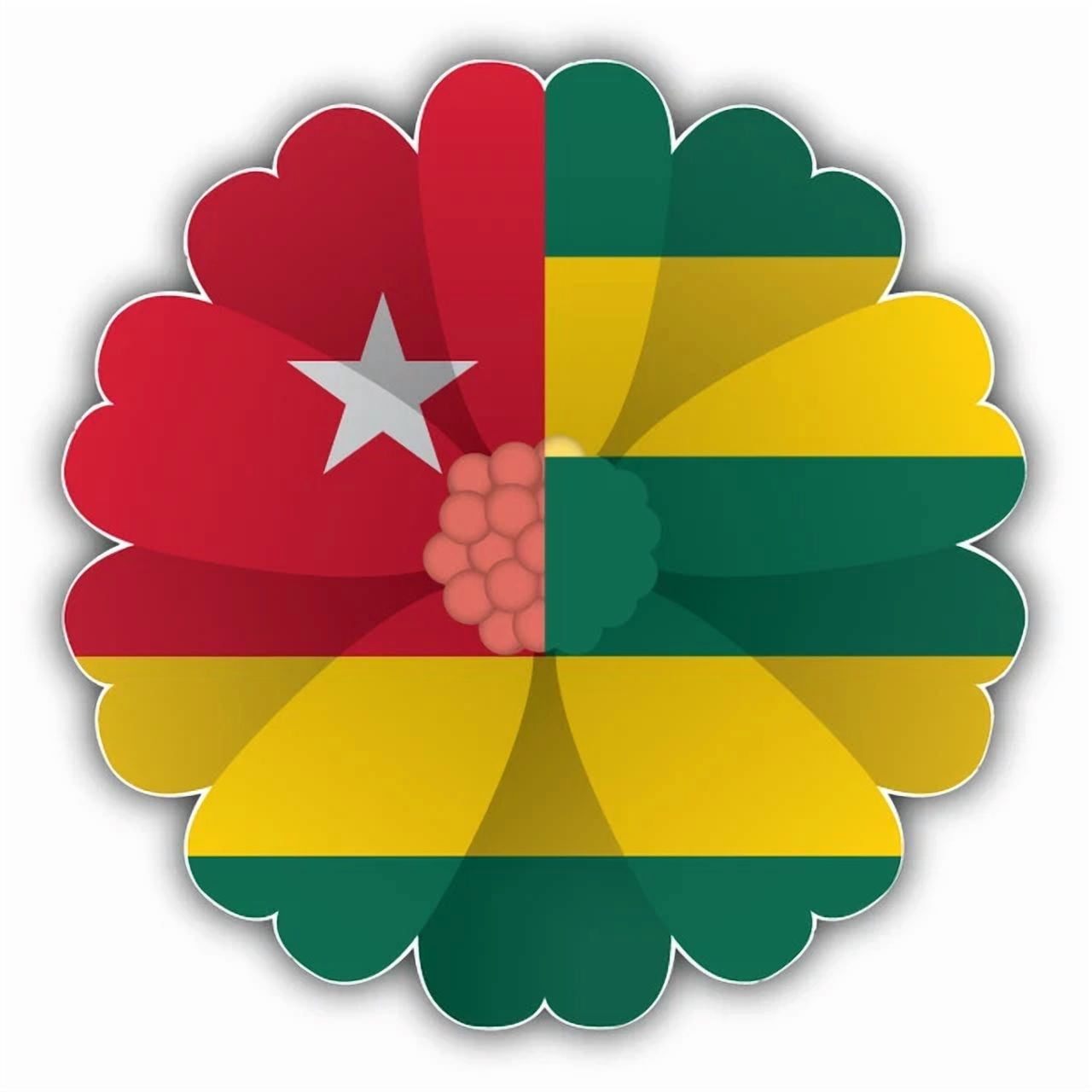 DOPASTICKER Togo Flag Flower Sticker Decal Phone Decal Water Bottle ...