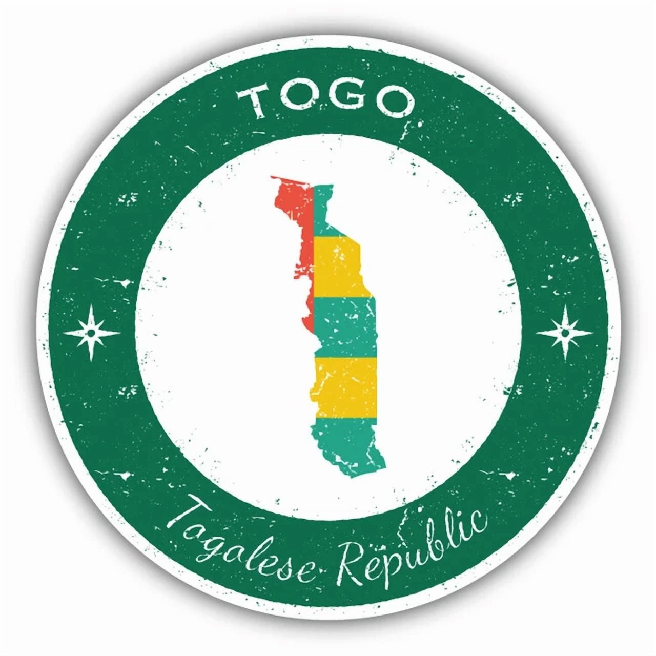 DOPASTICKER Togo Grunge Flag Sticker Decal Phone Decal Water Bottle ...