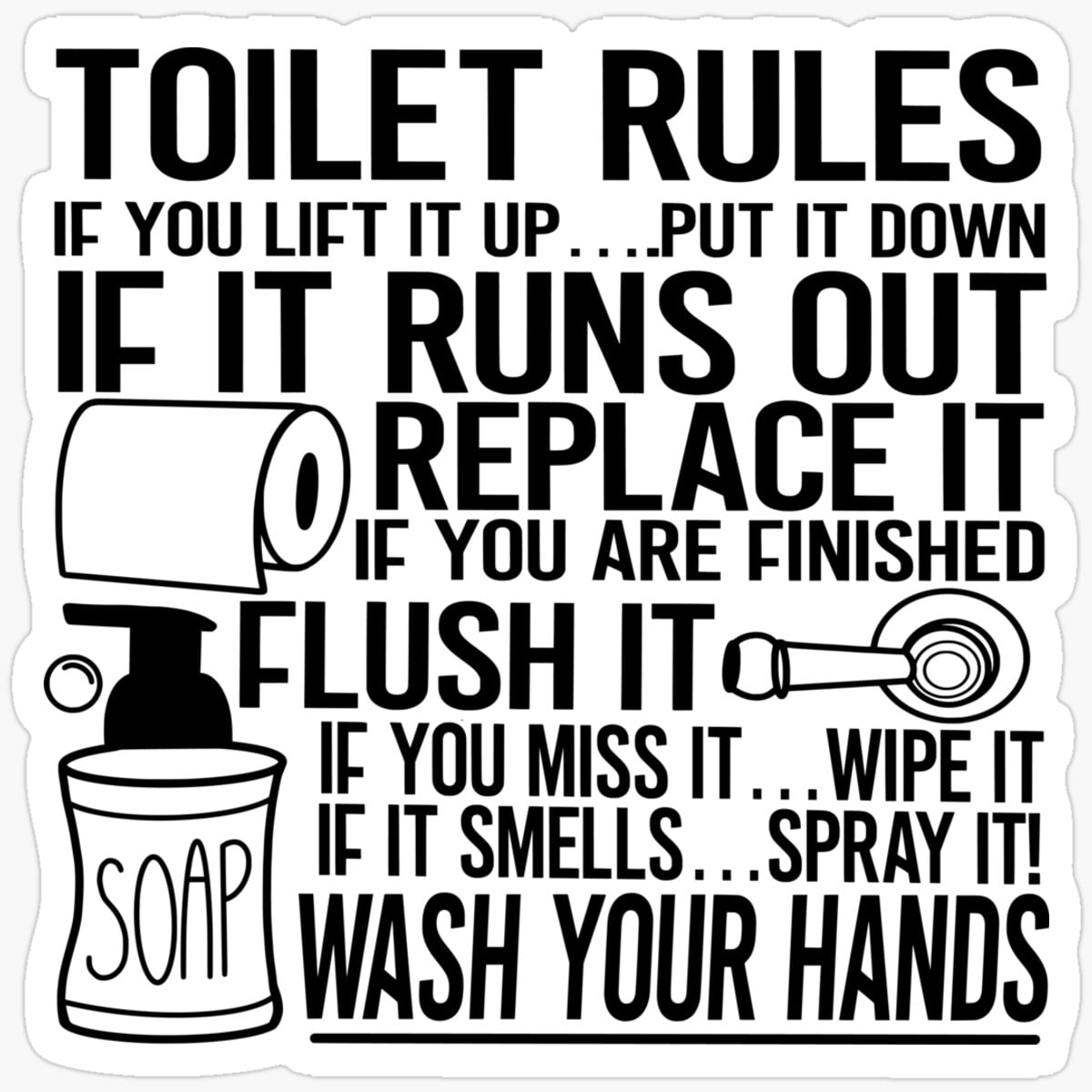 DOPASTICKER Toilet Rules (Bathroom Rules) Sticker, Waterproof Decal For ...