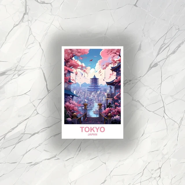 DOPASTICKER Tokyo Travel Sticker Japan Skyline Art With Vibrant Sunset ...