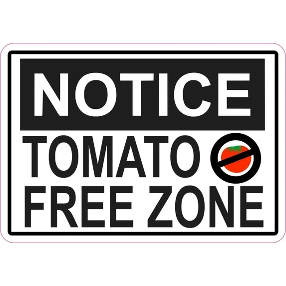 DOPASTICKER Tomato Free Zone Sticker Allergy Safety Business Sticker ...