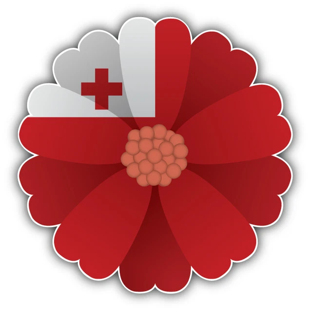 DOPASTICKER Tonga Flag Flower Sticker Decal Phone Decal Water Bottle ...