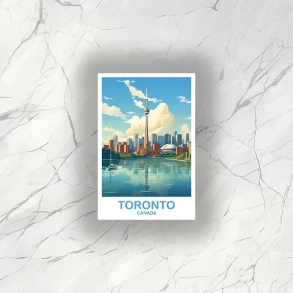 DOPASTICKER Toronto Travel Sticker, Ontario City Skyline, Sunset Cana ...