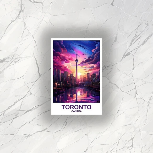DOPASTICKER Toronto Travel Sticker, Ontario Skyline Art, City Sunset ...
