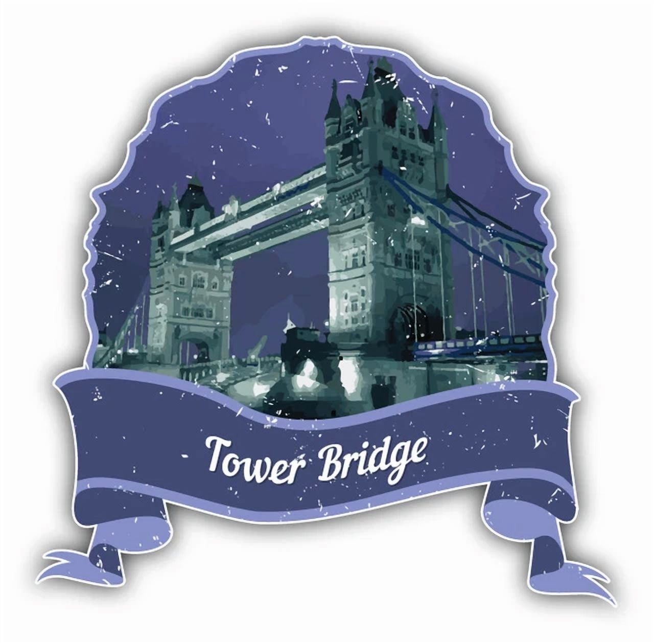 DOPASTICKER Tower Bridge London World Landmark Grunge Travel Sticker ...