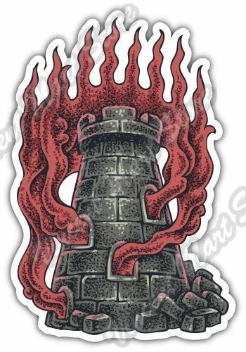 DOPASTICKER Tower In Flame Citadel Fort Castle Fire Car Sticker Decal ...