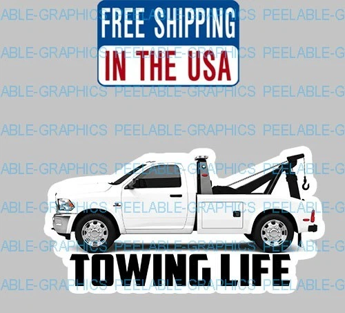 DOPASTICKER Towing Life Tow Truck Sticker Tower Vehicle Wrecker Service ...