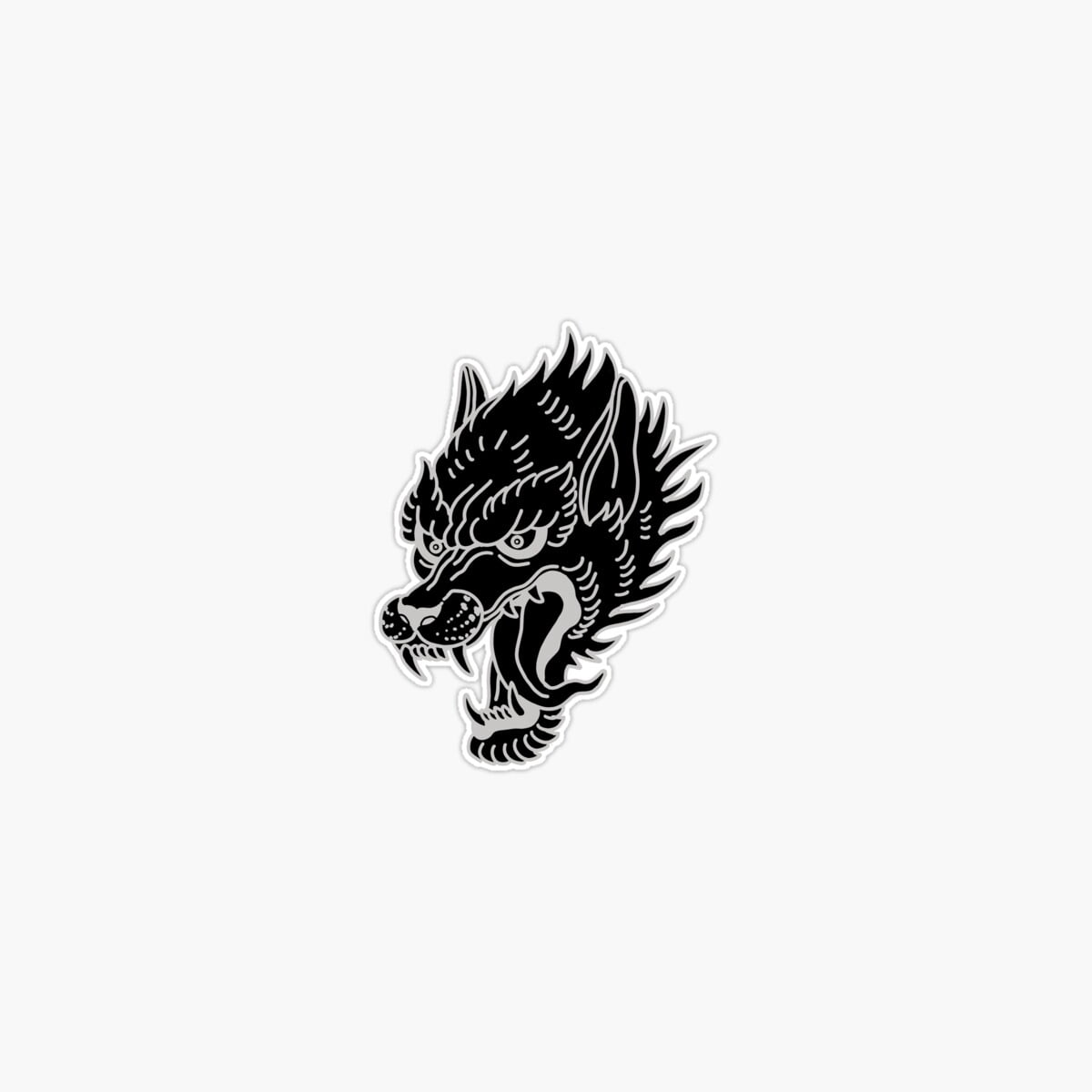 DOPASTICKER Traditional Black Wolf Sticker, Phone Sticker Car Stickers ...