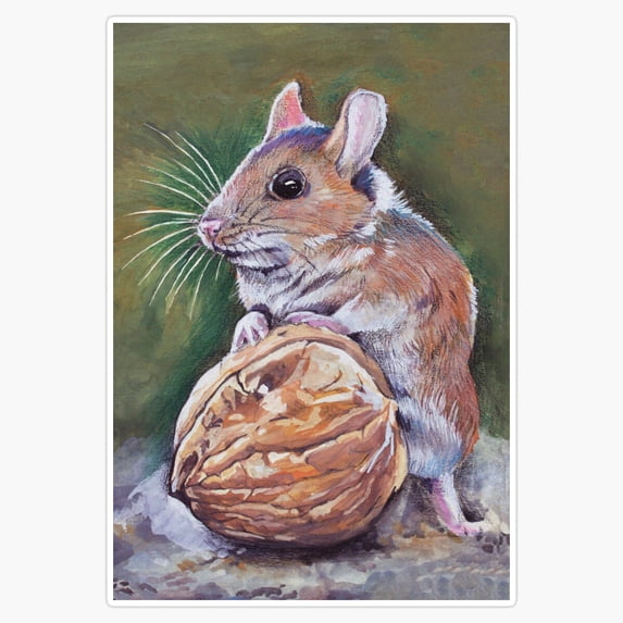 DOPASTICKER Traditional Drawing Hamster With Walnut Sticker, Phone ...