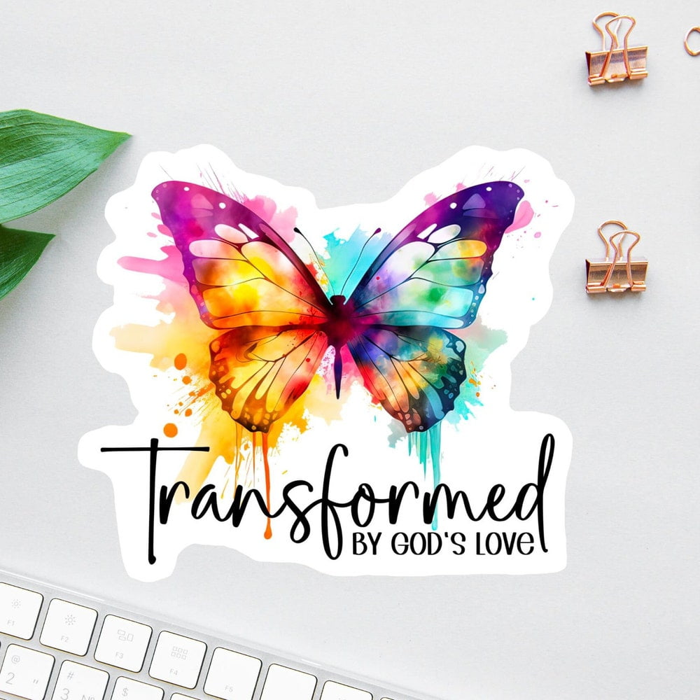 DOPASTICKER Transformed By God’s Love Butterfly Christian Sticker Phone ...