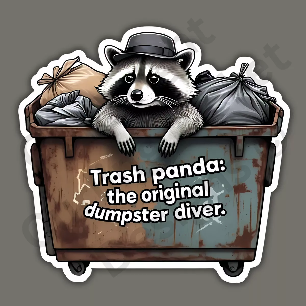 DOPASTICKER Trash Panda Dumpster Diver Animal Sticker Waterproof ...