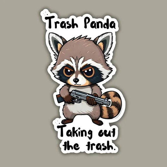 DOPASTICKER Trash Panda Taking Out The Trash Animal Sticker Waterproof ...