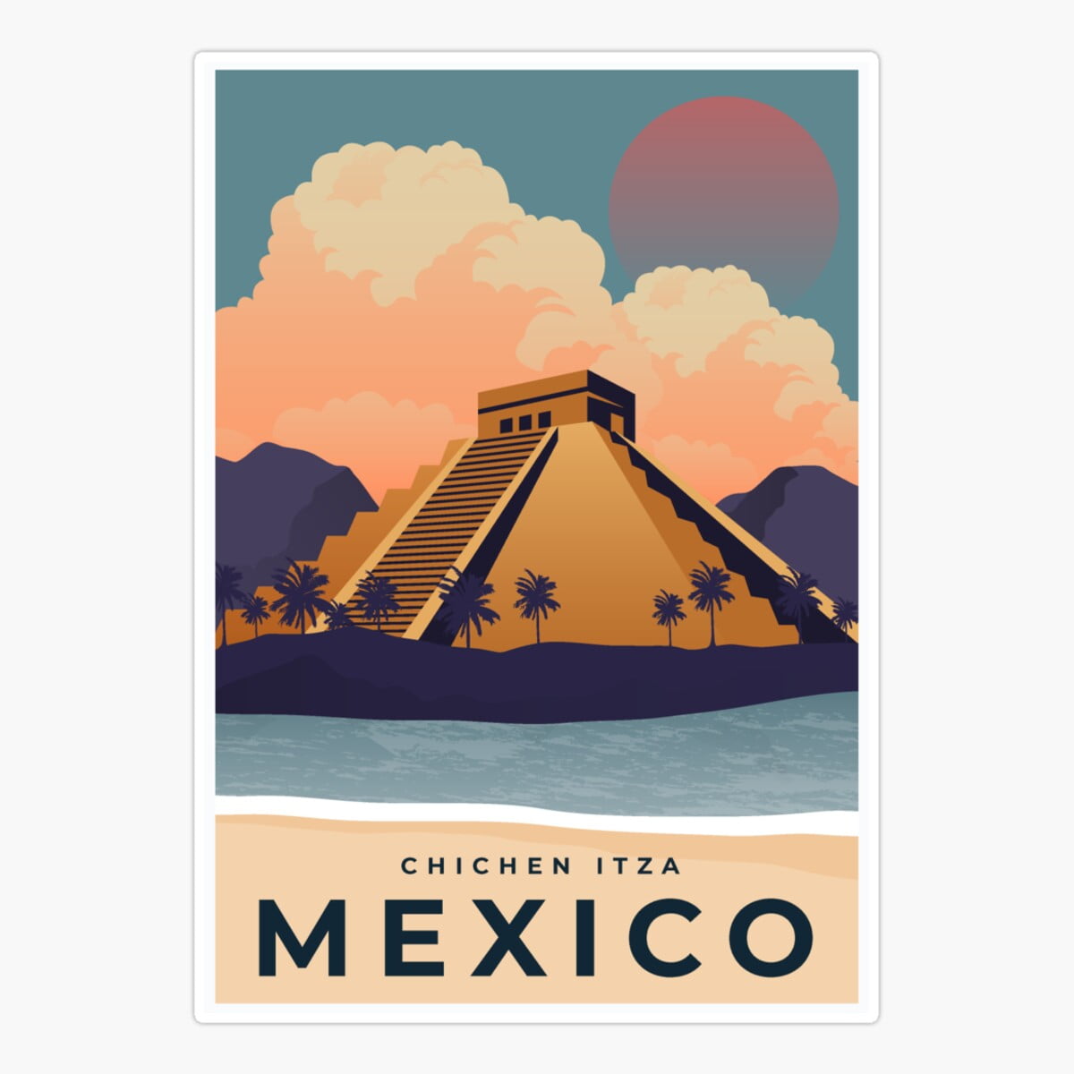 DOPASTICKER Travel Poster - Chichen Itza, Mexico Sticker, Phone Sticker ...