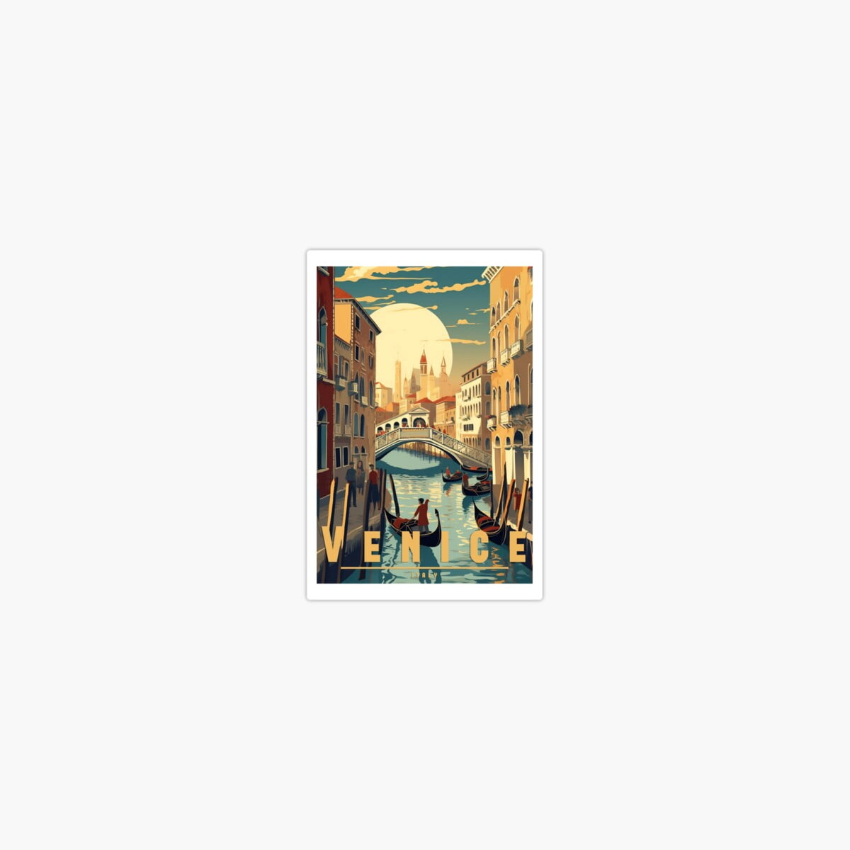 DOPASTICKER Travel Poster - Venice Roman.Tic Water Town Sticker ...