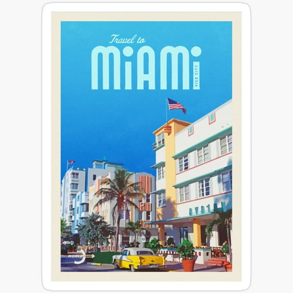 DOPASTICKER Travel To Miami Glossy Sticker Waterproof Sticker For Water ...