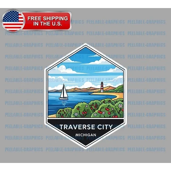 DOPASTICKER Traverse City Michigan Sticker Toolbox Sticker Phone ...