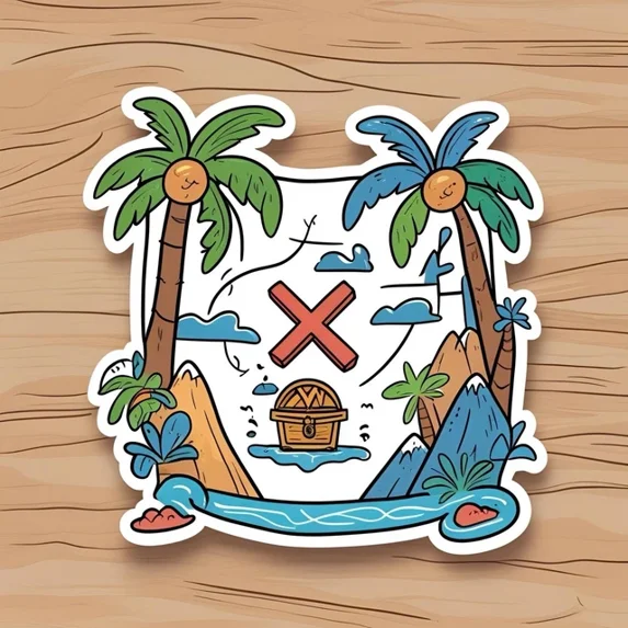 DOPASTICKER Treasure Map Sticker Phone Decal Water Bottle Stickers ...