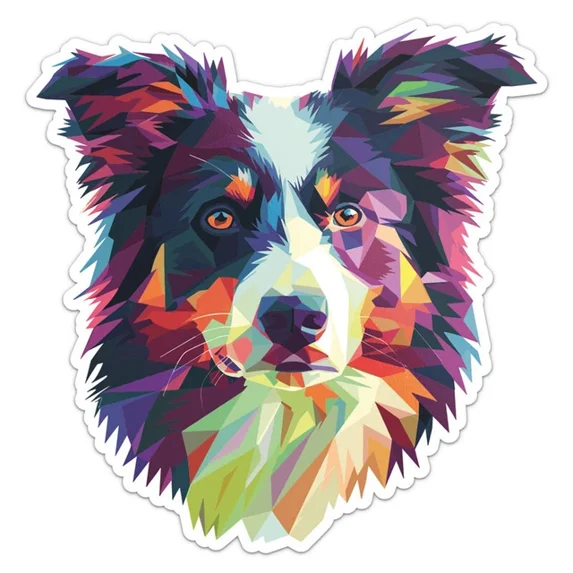 DOPASTICKER Triangulated Border Collie Dog Sticker Decal Phone Decal ...