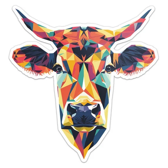 DOPASTICKER Triangulated Cow Sticker Decal Phone Decal Water Bottle ...