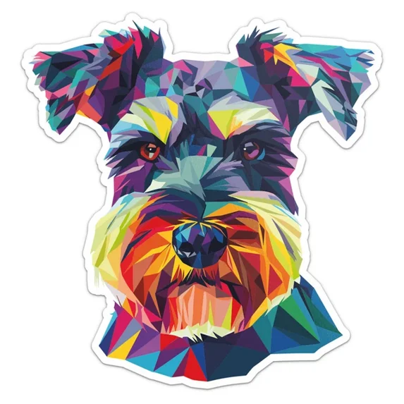 DOPASTICKER Triangulated Miniature Schnauzer Dog Sticker Decal Phone ...