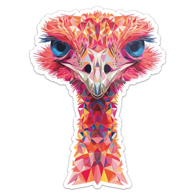 DOPASTICKER Triangulated Ostrich Sticker Decal Phone Decal Water Bottle ...