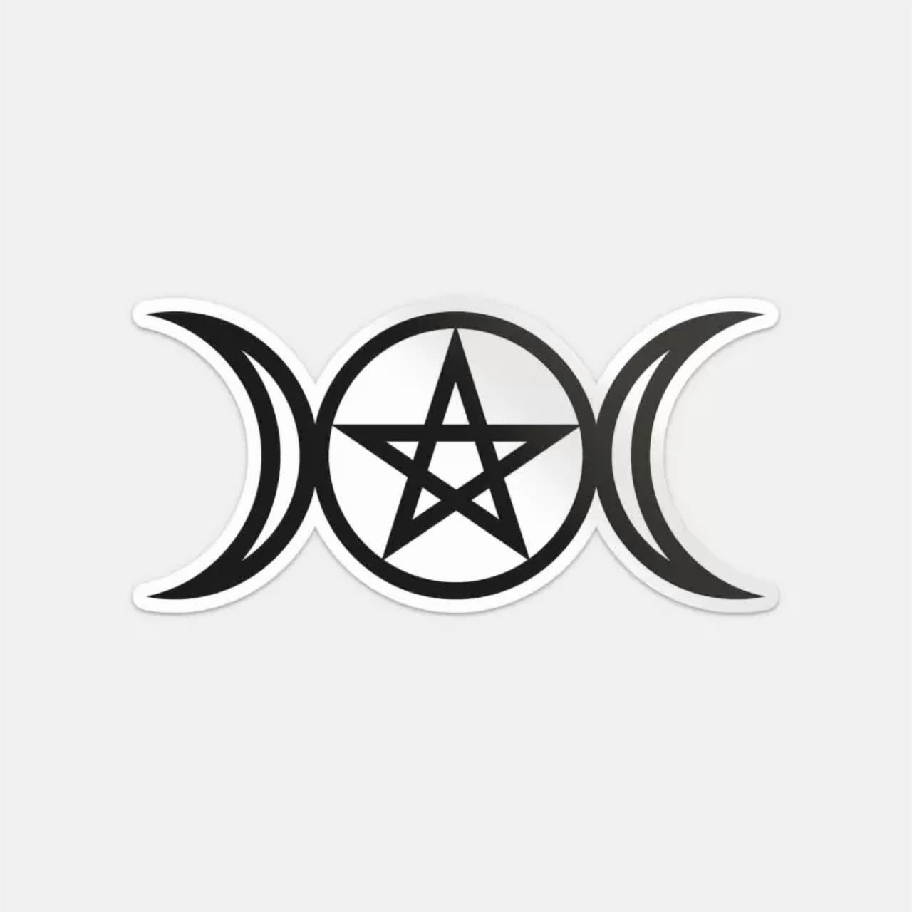 DOPASTICKER Triple Moon Goddess Pentacle Wicca Sticker Decal Phone ...