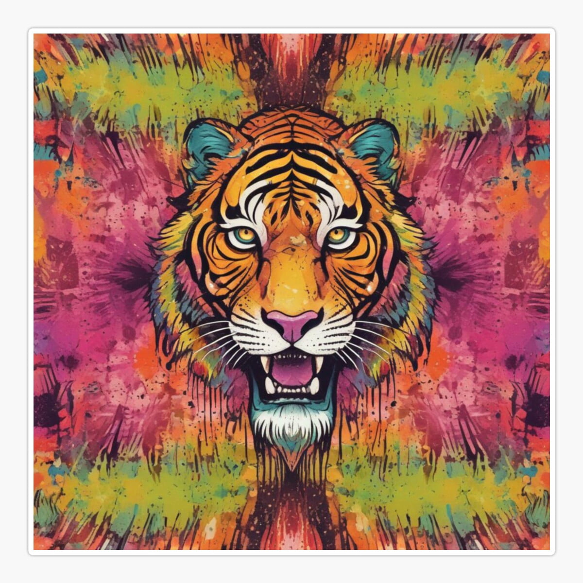 DOPASTICKER Tripping Tiger Sticker, Phone Sticker Car Stickers ...