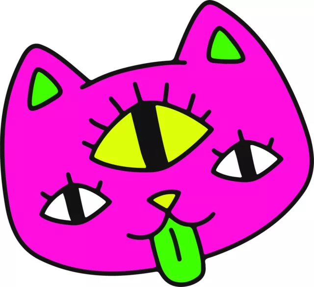 DOPASTICKER Trippy Cat Sticker Space Pink Colorful Hippie Psychedelic ...