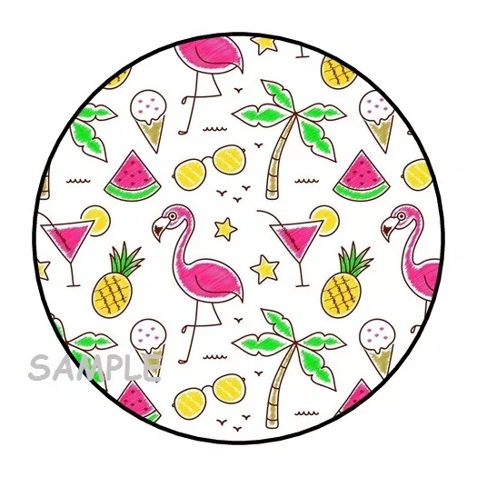 DOPASTICKER Tropical Flamingo Luau Stickers Party Favors Phone Decal ...