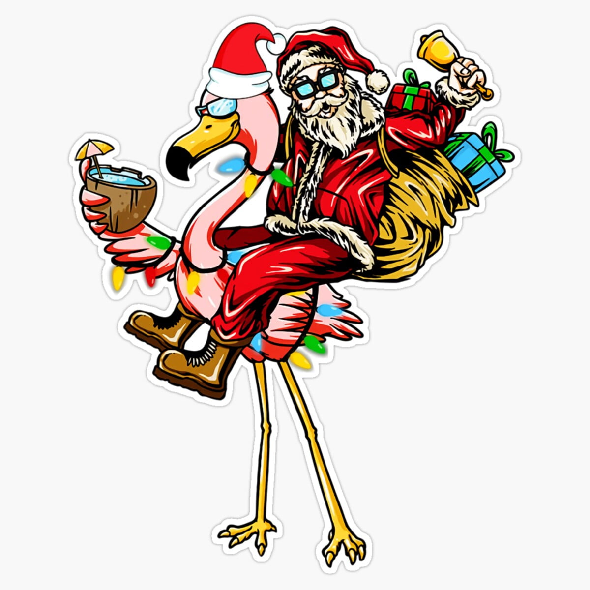 DOPASTICKER Tropical Jolly Man Flamingo Festive Vibes Sticker, Phone ...