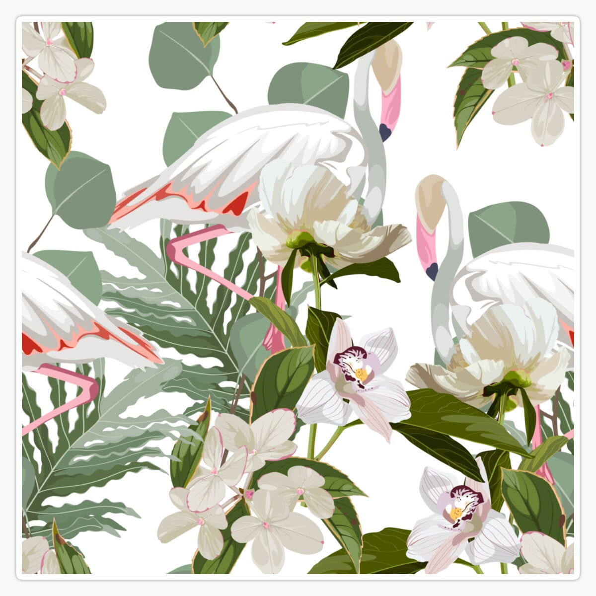 DOPASTICKER Tropical Seamless Pattern Background With Exotic Orchid ...