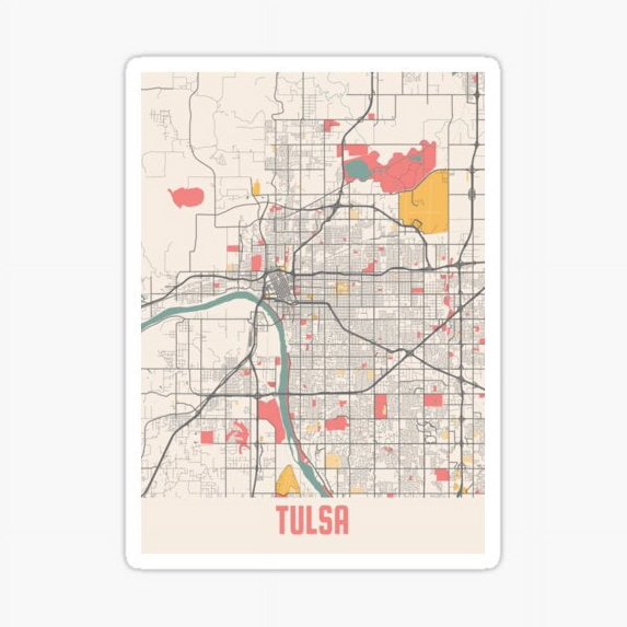 DOPASTICKER Tulsa City Map Chalk Retro City Map Sticker Phone Decal ...