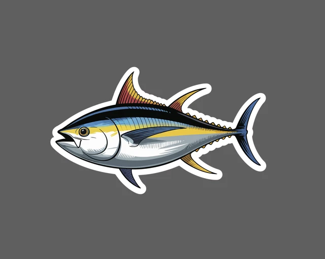 DOPASTICKER Tuna Sticker Yellowfin Animal Wildlife Nature Gift Sticker ...