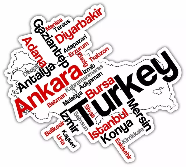 DOPASTICKER Turkey Ankara Word Cloud Car Window Mirror Sticker Decal ...