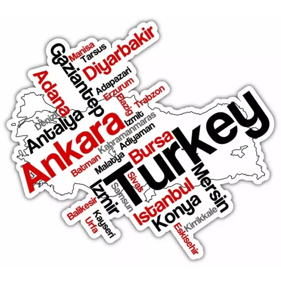 DOPASTICKER Turkey Ankara Word Cloud Car Window Mirror Sticker Decal ...