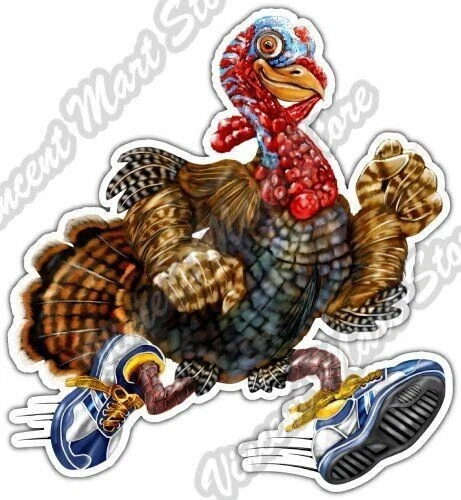 DOPASTICKER Turkey Run Running Thanksgiving Bird Jogging Car Sticker ...
