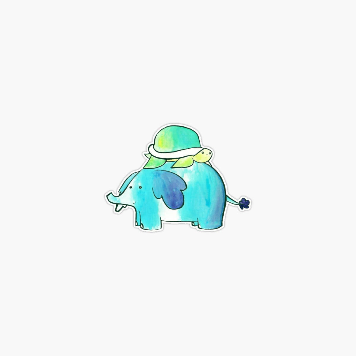 DOPASTICKER Turtle And Elephant Watercolor Sticker, Phone Sticker Car ...