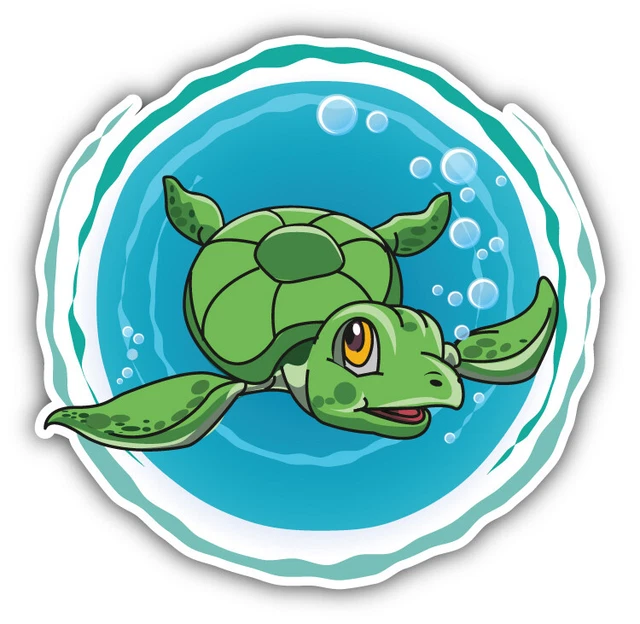 DOPASTICKER Turtle Baby Cartoon Sticker Decal Phone Decal Water Bottle ...