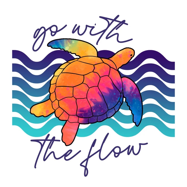 DOPASTICKER Turtle Go With The Flow Sticker Rainbow Hawaii Design ...