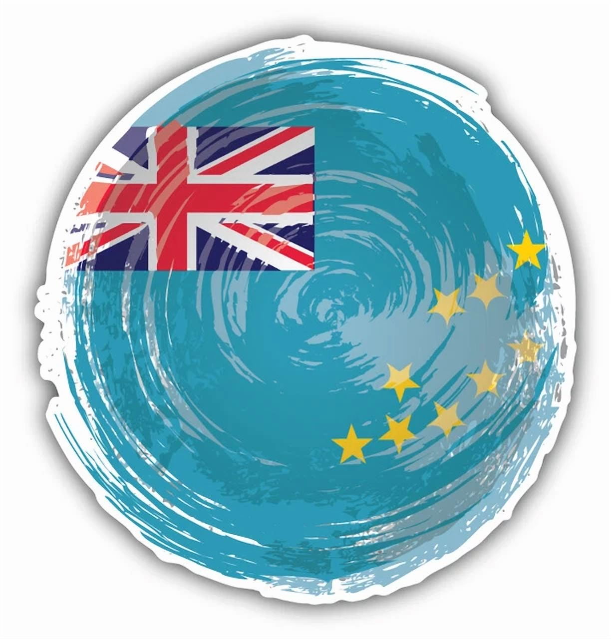 DOPASTICKER Tuvalu Flag Brushstroke Sticker Decal Phone Decal Water ...